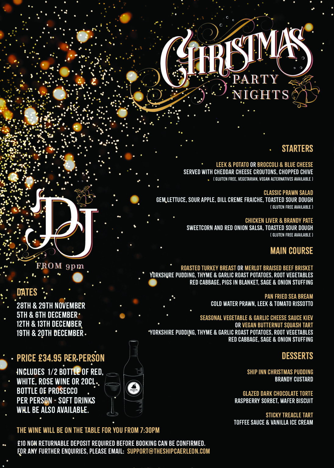 Menu | The Ship Inn Caerleon